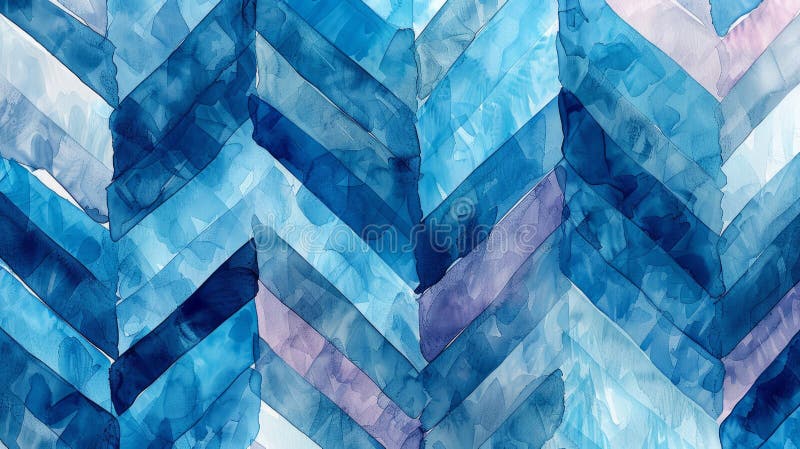 Blue Watercolor Chevron Pattern Stock Image - Image of background ...