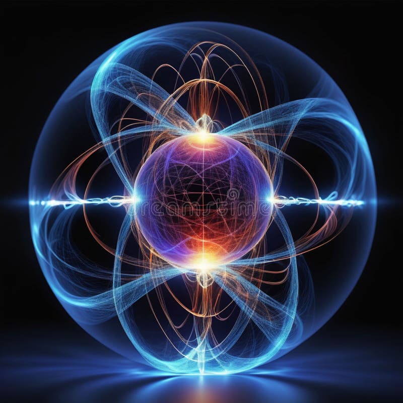 The Image Features a Blue and Yellow Orb Showcasing Stock Illustration ...