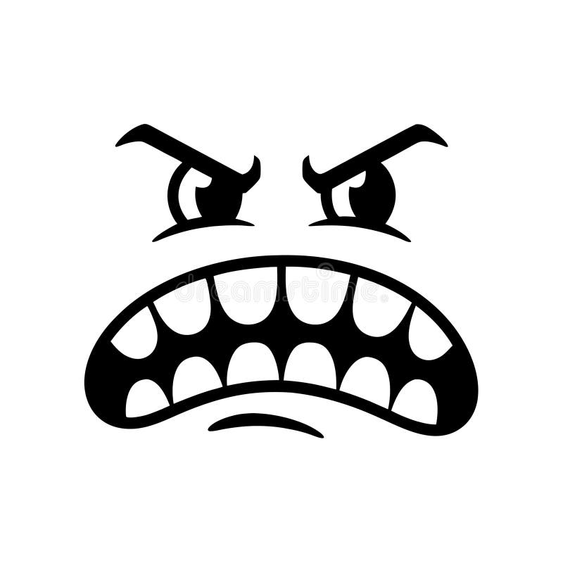 Angry Face Expression Vector Emoticon for Emotional Communication ...