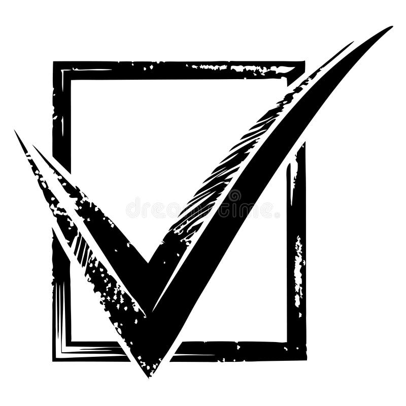 Bold Grunge Checkmark Inside Distressed Square Box Vector for Approval ...