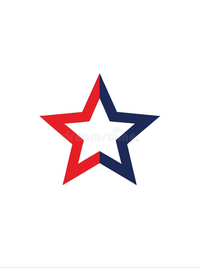 Red Blue Star Shape Split Symbol Patriotic Stock Vector - Illustration ...