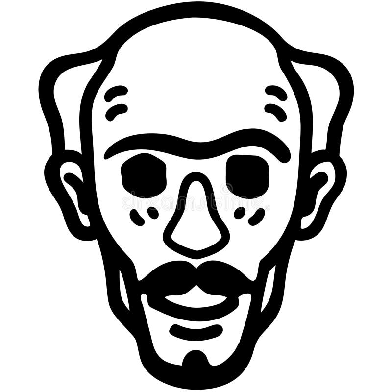 Bold Outline Old Man Face Vector Art for Tattoo and Coloring Book ...