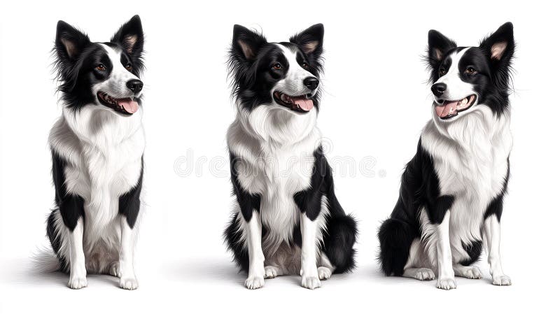 Three Views of a Border Collie: Front, Side, and Back Perspectives ...
