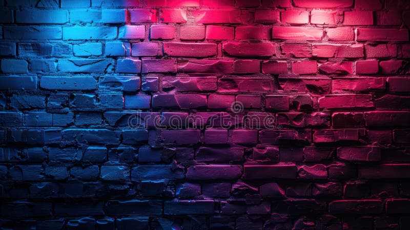 Brick Wall with Neon Lights: Red and Blue Lighting Effect for ...