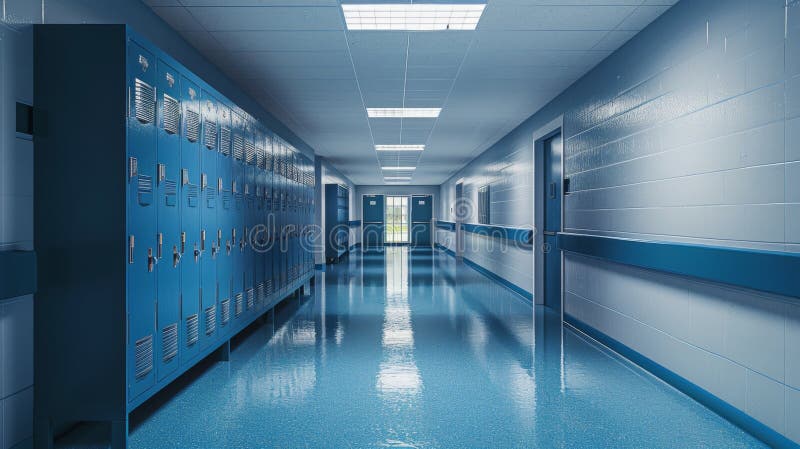 Bright Modern School Hallway with Lockers, Generative AI Stock Photo ...