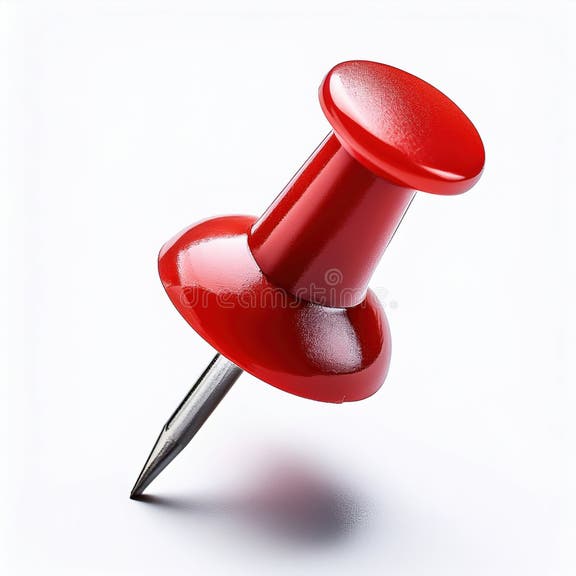 Bright Red Push Pin Standing Upright on a Clear Background Highlighting ...