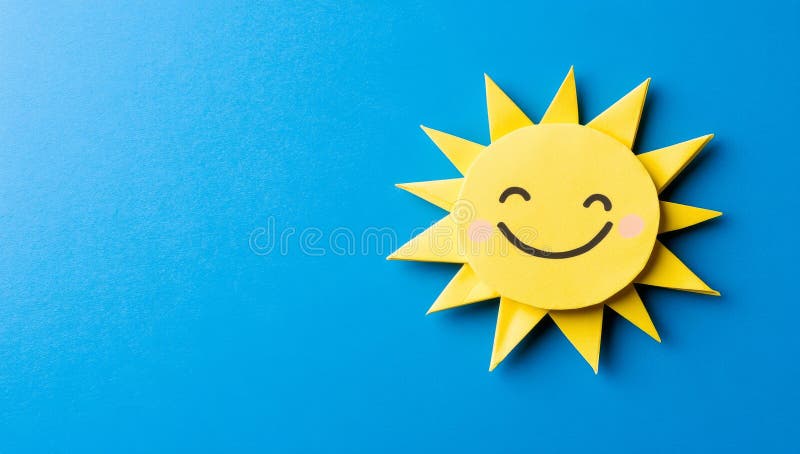 The Image Features a Bright Sun Face with a Smiling Mouth and a Winking ...