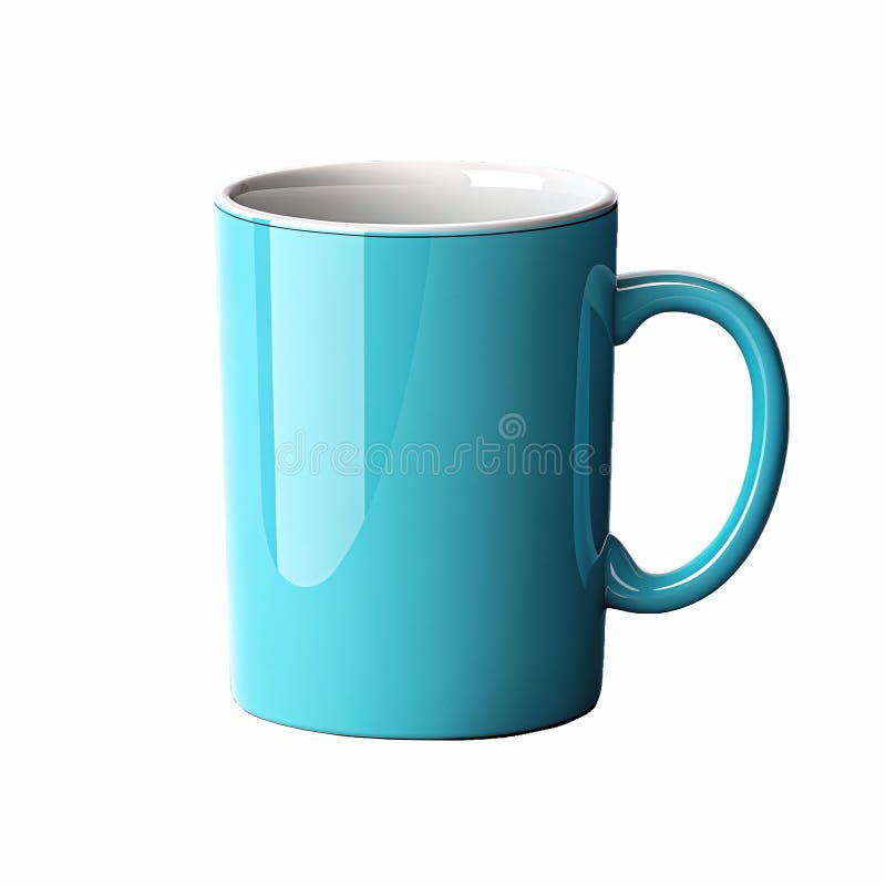 Bright Turquoise Coffee Mug with Glossy Finish and White Interior on ...