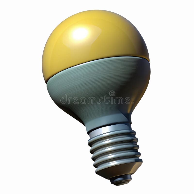 Yellow Light Bulb with Metal Base on Transparent Background for Energy ...