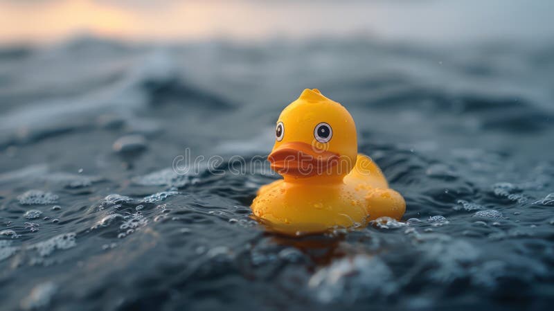 Lonely Rubber Duck Adrift on the Open Sea Stock Illustration ...