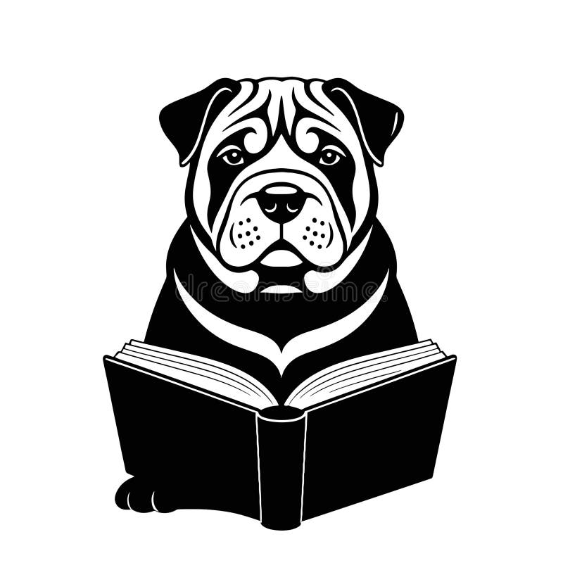 Bulldog Reading Book Concept Education Symbol Stock Photo ...