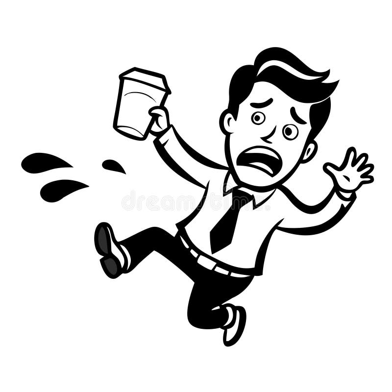 Worried Businessman Dropping Coffee with Surprised Expression for ...