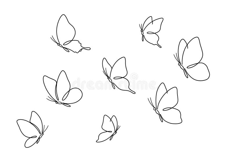 Butterflies flying drawing stock vector. Illustration of soaring ...