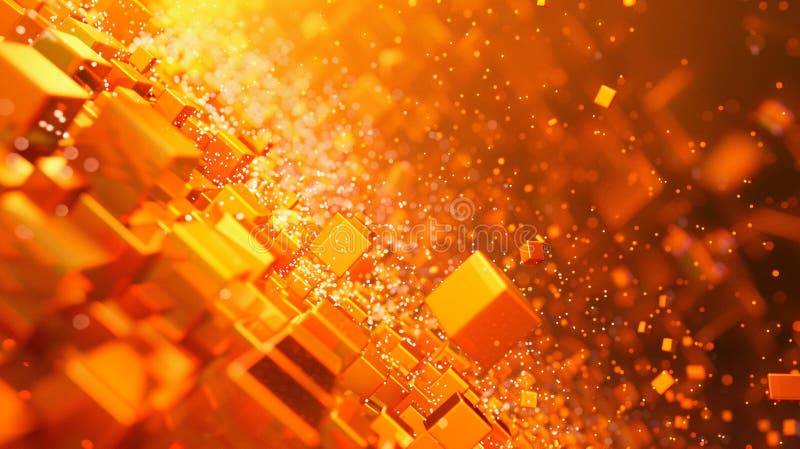 Vibrant Orange Splendor. Abstract Square Particles Background of Orange ...