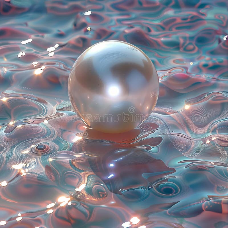 Reflective Pearl in Fluid Water: Mesmerizing Light and Color ...