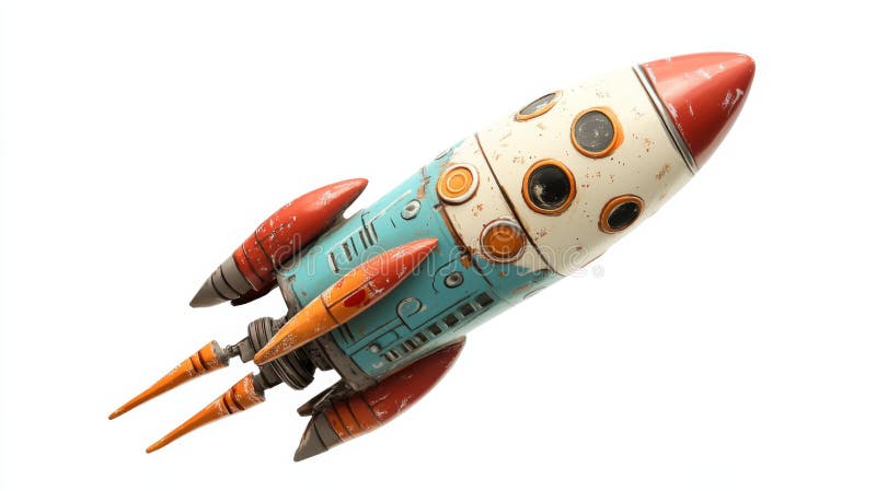 A Vibrant Retro Rocket Ship Stands Out with Its Colorful Design ...