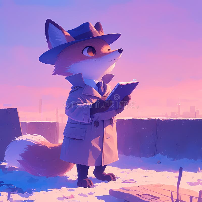 Detective Fox on Patrol stock illustration. Illustration of search ...