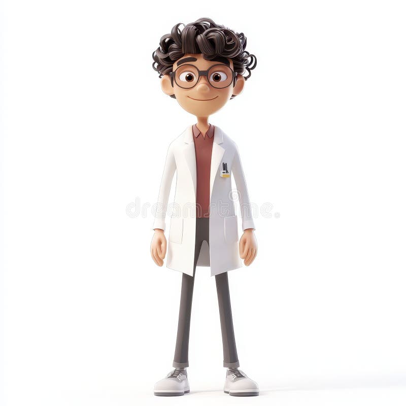 Cartoon Scientist in White Lab Coat - Confident, Ready for Exploration ...