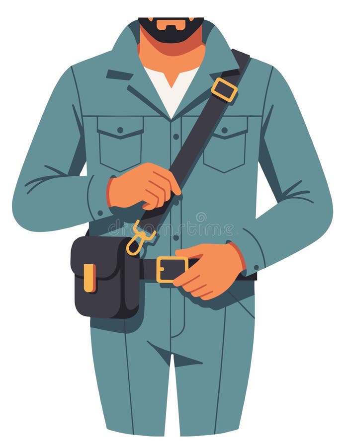 Delivery Man Postman Uniform Messenger Bag Cartoon Stock Illustration ...