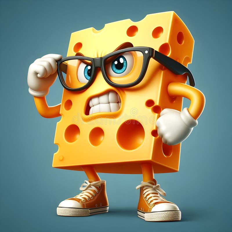 Angry Cheese Character in Glasses Stock Illustration - Illustration of ...