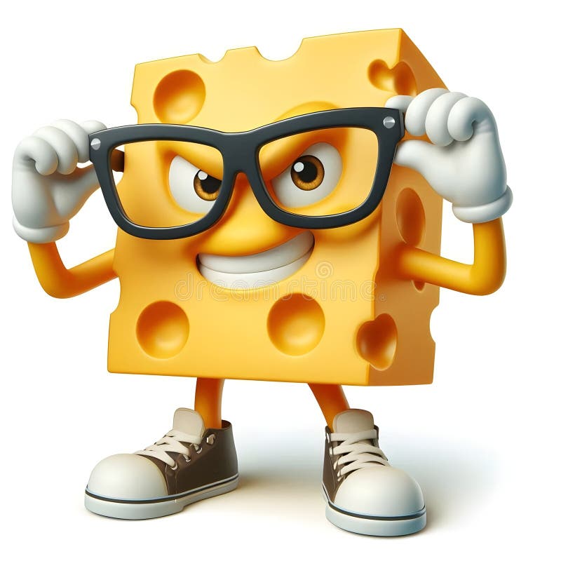 Angry Cheese Character in Glasses Stock Illustration - Illustration of ...