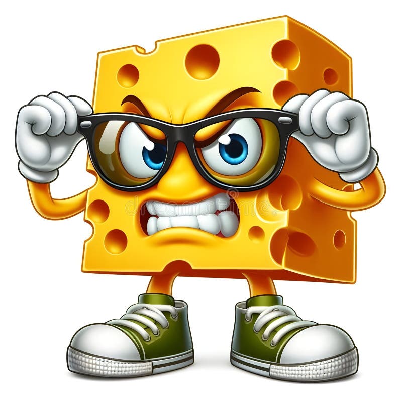 Angry Cheese Character in Glasses Stock Illustration - Illustration of ...