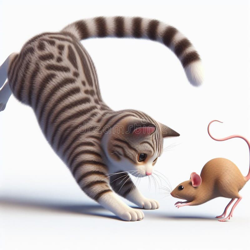 Cat and Mouse Jumping Towards Each Other, Funny Animals, Pets HD, White ...