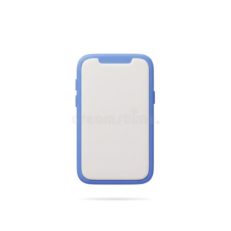 Blue Framed Phone Mockup on White Background Stock Illustration ...