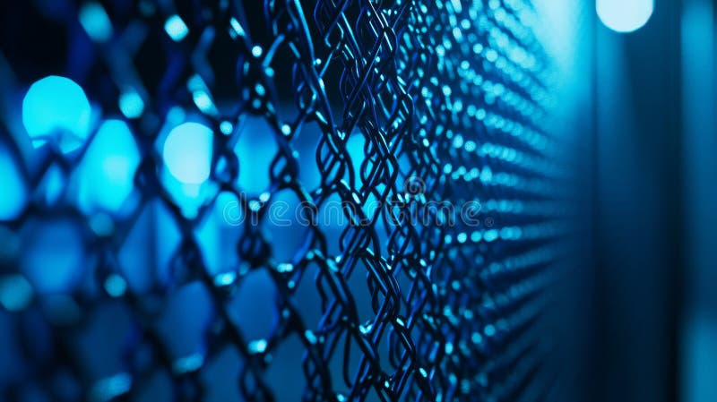 The Image Features a Chain-link Fence Set Against a Sunlit Urban ...