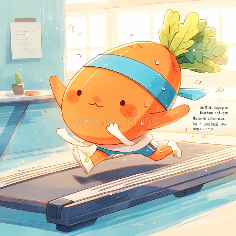 Cute Carrot Character in Fitness Mode Stock Illustration - Illustration ...