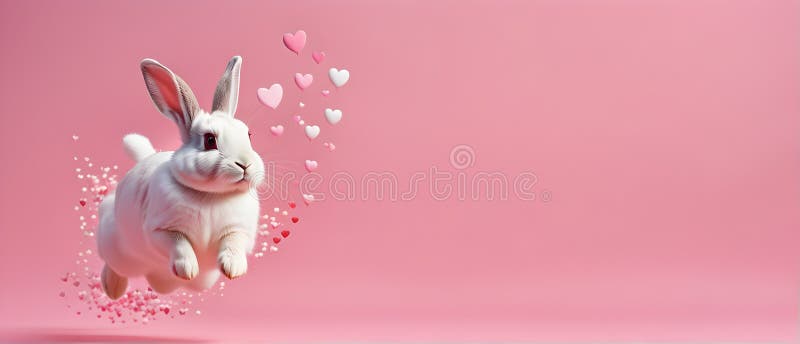 3d Rendering of a White Rabbit in Love on a Pink Background.AI ...
