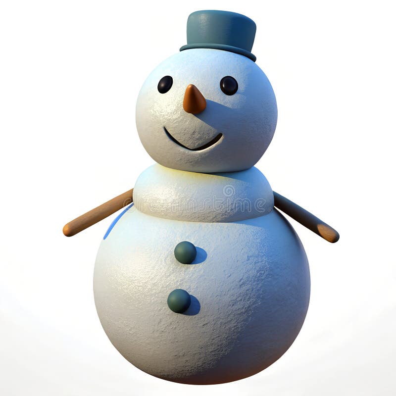 3d Cute Snowman with Xmas Hat. Illustration of the Snowman Stock ...