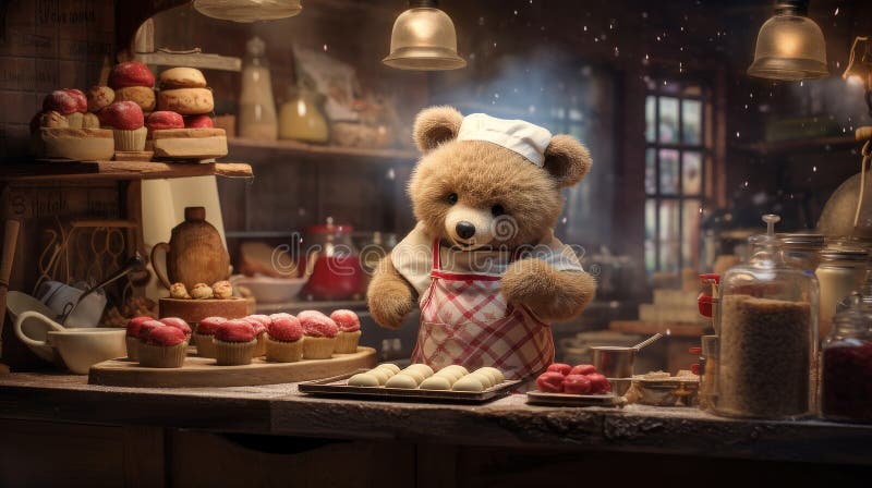 Chef Teddy: a Culinary Teddy Bear Baking Delicious Treats Stock ...