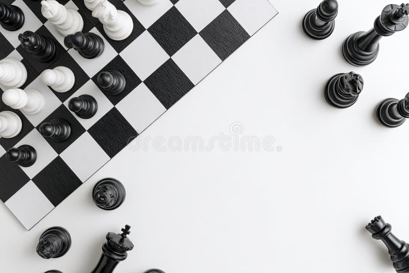 Chess Board and Pieces on a White Background Stock Illustration ...