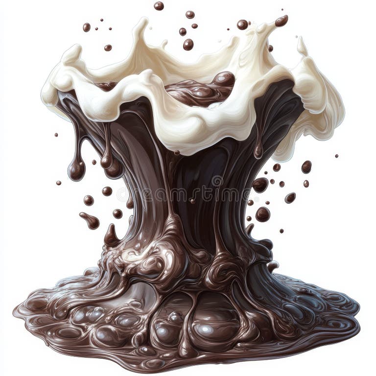 The Image Features a Chocolate or Cocoa Splash Isolated on White, Created Using 3D Rendering and ...