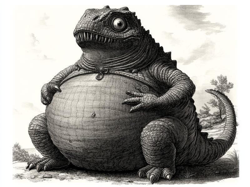 The Image Features a Chubby T-rex with a Plump, Fat Dinosaur Body ...