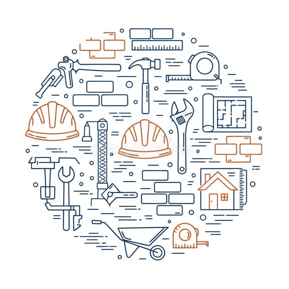 Vector Art of Circular Construction and Building Tools Illustration ...
