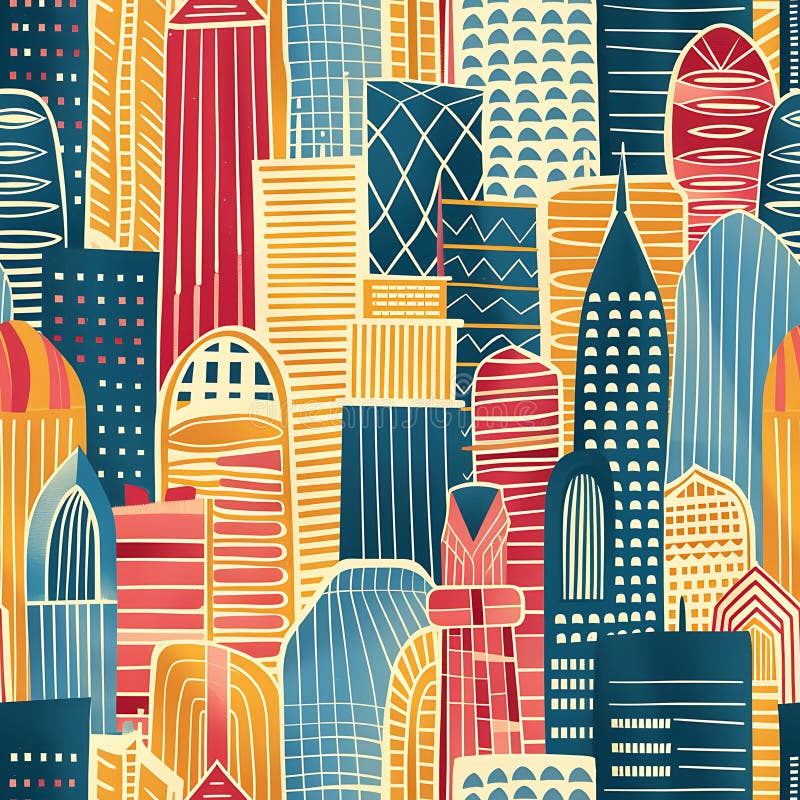 Cityscape Illustration Repeating Pattern Stock Illustration ...
