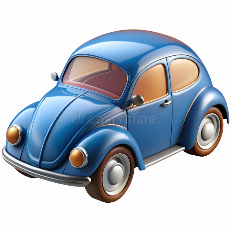 Classic Blue Vintage Beetle Car Illustration with Rounded Design and ...