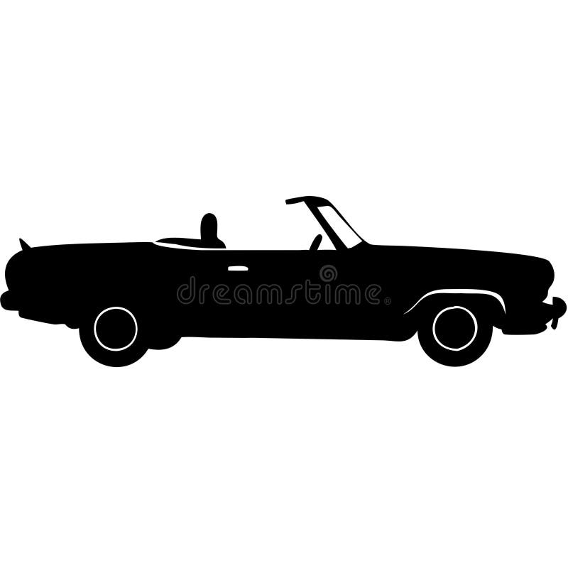 Classic Convertible Car Silhouette Vector for Retro Design and ...
