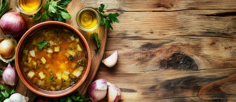 This Image Features a Classic French Onion Soup Table Set with Ample ...