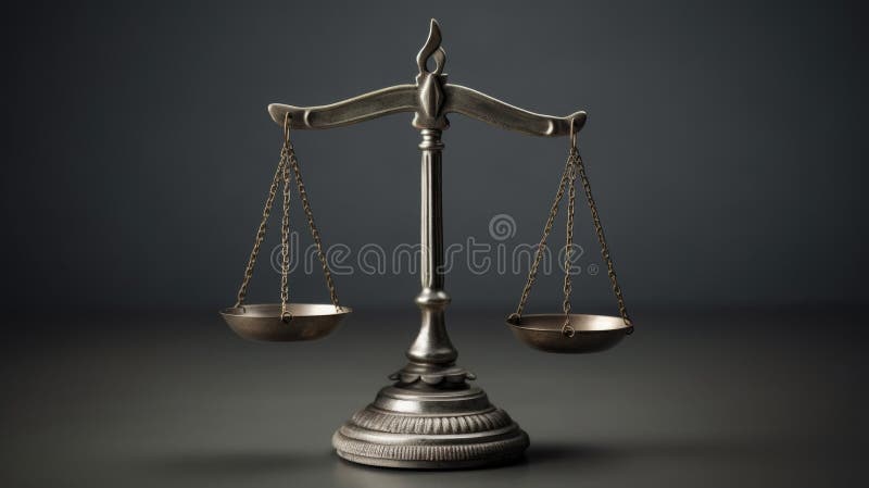 Balanced Scales of Justice: Minimalist Gray Background Stock ...
