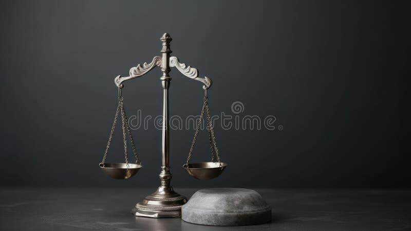 Balanced Scales of Justice: Minimalist Gray Background Stock ...