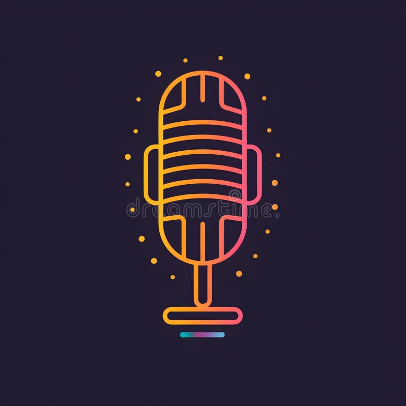 Retro Microphone Icon Isolated on Dark Blue Background with Gradient ...