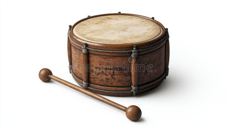 A Rustic Wooden Drum Sits Gracefully Against a Clean Background. the ...