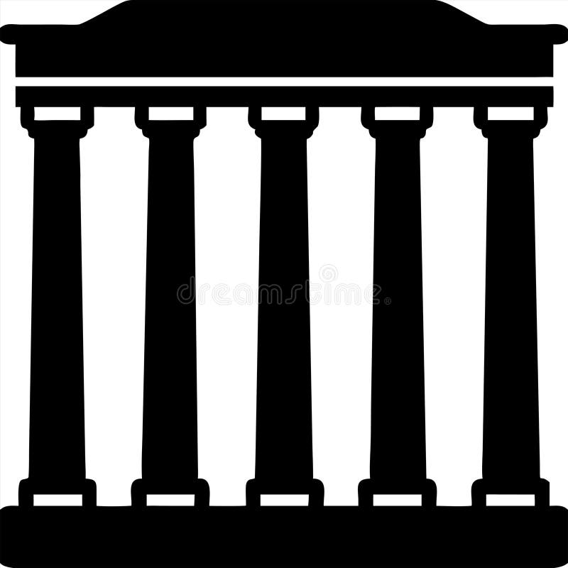 Classical Greek Temple Column Silhouette Vector for Educational Design ...