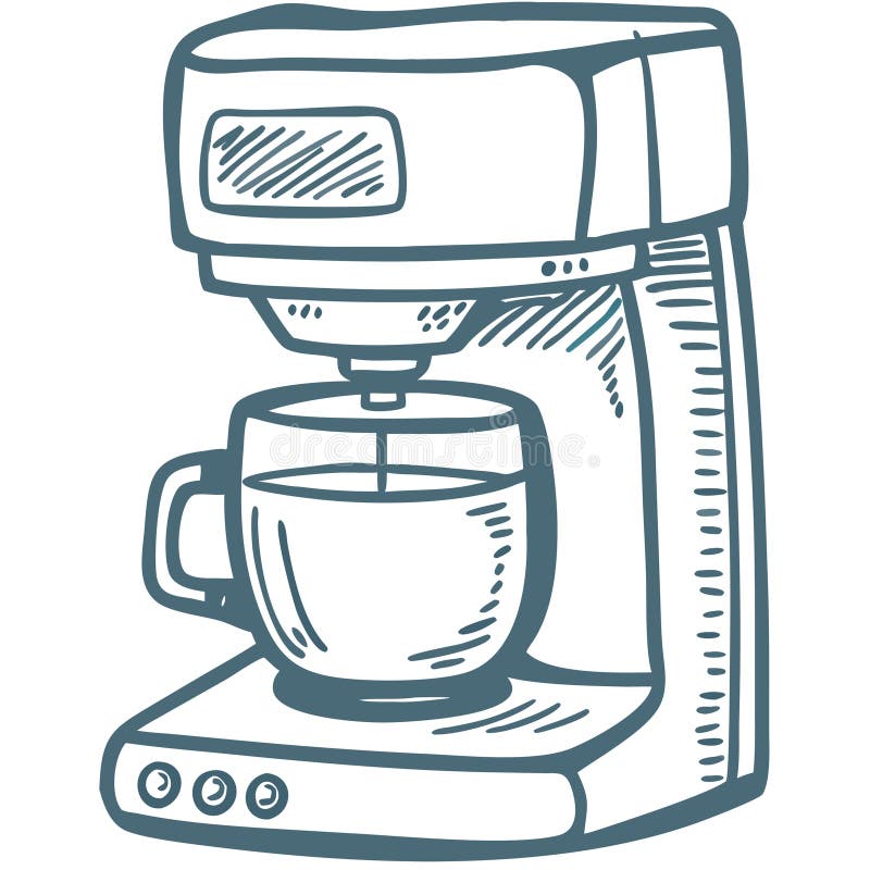 Coffee Maker Line Art Vector Illustration for Kitchen and Beverage ...