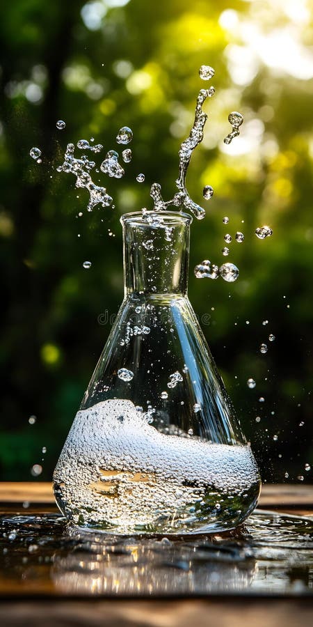 Clear Flask Pouring Liquid Outdoors Stock Illustration - Illustration ...