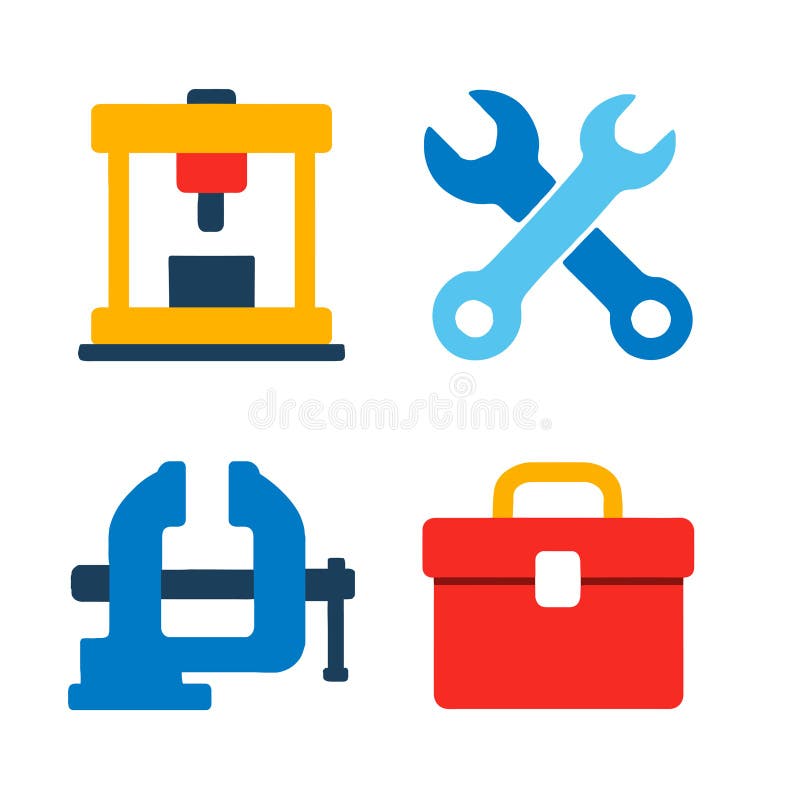 A Collection of Heavy-duty Mechanical Tools Stock Illustration ...