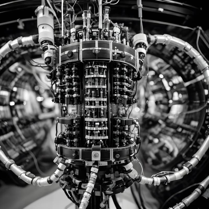 Intricate Cylindrical Machine with Complex Wiring and Tubes Stock Image ...